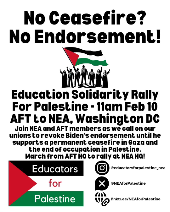 No Ceasefire? No Endorsement! Education Solidarity Rally for Palestine ...