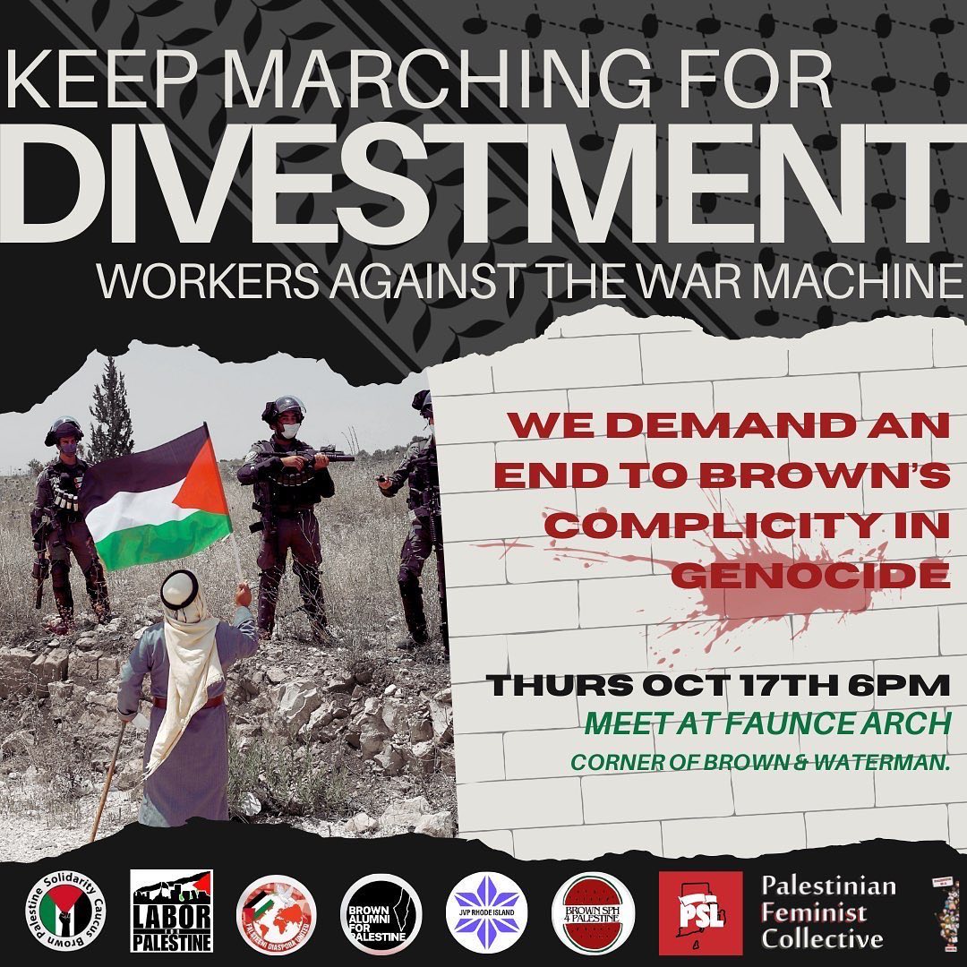 Keep Marching for Divestment: Workers Against the War Machine (Brown ...