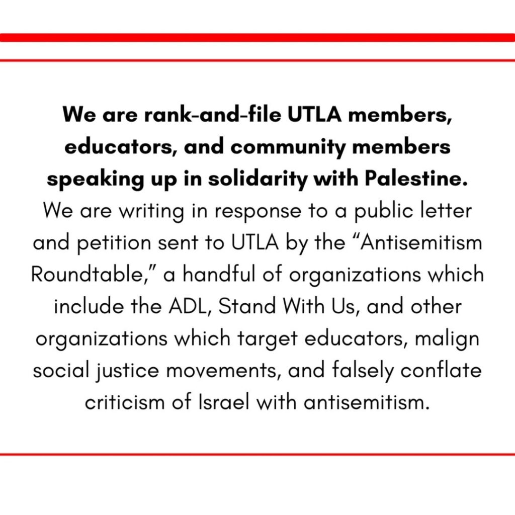 We are rank-and-file UTLA members, educators, and community members ...