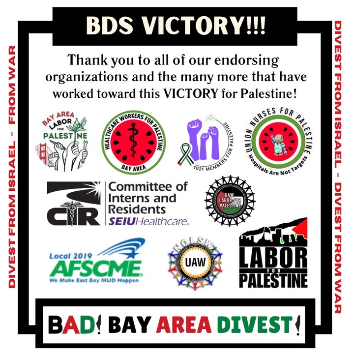 BDS Victory!!! at Alameda County (Bay Area Divest) | Labor for Palestine