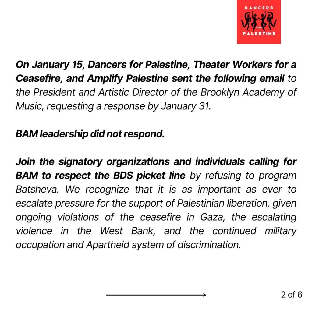 50+ (and counting) Artists and Organizations say – BAM: Drop Batsheva ...