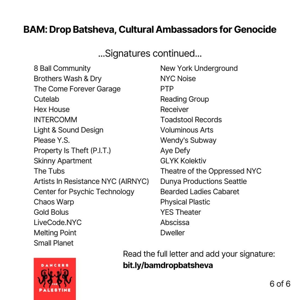 50+ (and counting) Artists and Organizations say – BAM: Drop Batsheva ...
